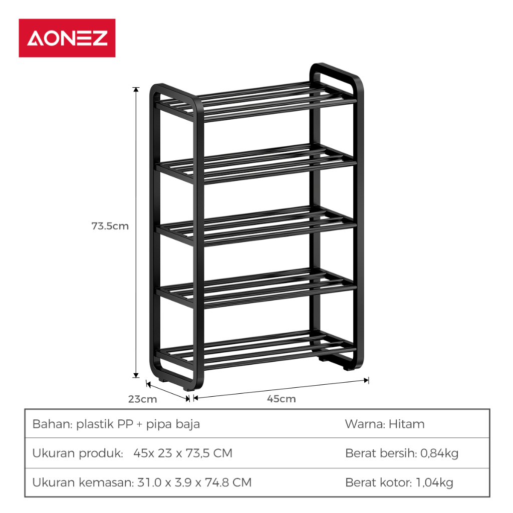 Jual AONEZ Rak Sepatu Sendal 4 Susun Tingkatan Multifungsi Shoe Rack ...