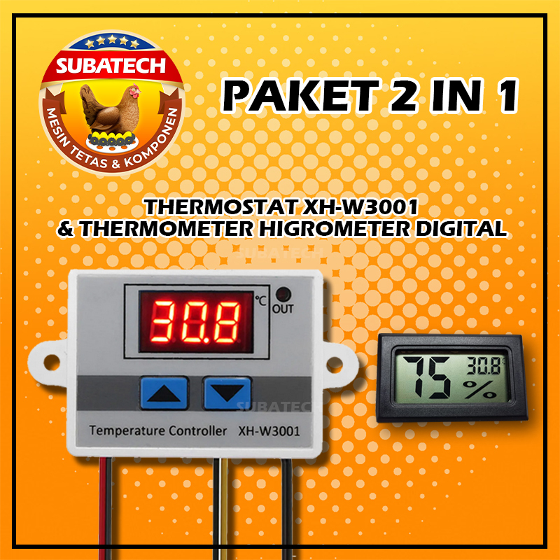 Jual Paket Thermostat Termostat Digital XH Termometer Higrometer Mesin ...