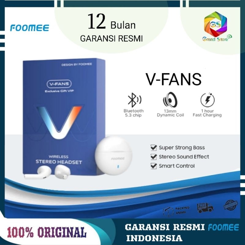 Jual Headset Bluetooth FOOMEE | TWS V-FANS Wireless Stereo Earphone ...