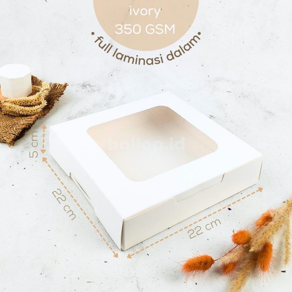 Jual IVORY 22 22 5 CM Laminasi Jendela Kotak Box Putih Dus Kue Roti ...