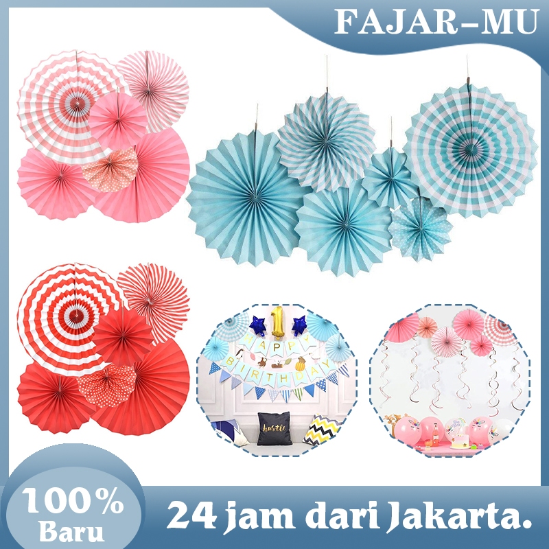 Jual Paper Fan Dekorasi Set 6 In 1 Paper Fan Set Paper Fan Paper Flower ...