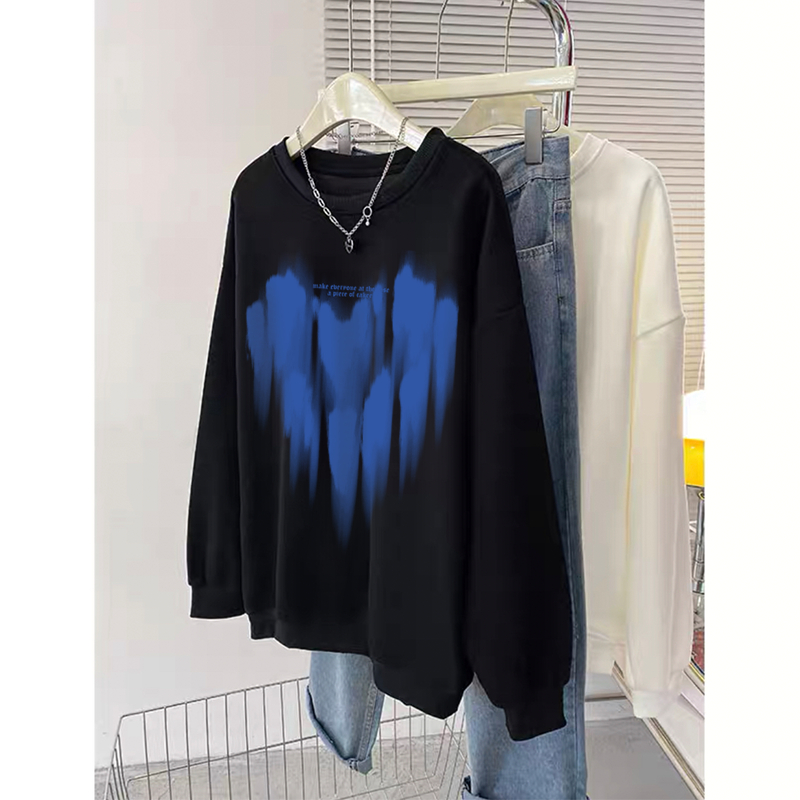 Jual GB05*A0207 Forteid.Print Blue Heart Sweater Hitamt | Sweater ...
