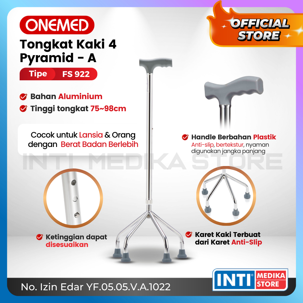 Jual ONEMED - Alat Bantu Jalan TONGKAT PIRAMID A Kaki 4 FS 922 | Penopang | Shopee Indonesia