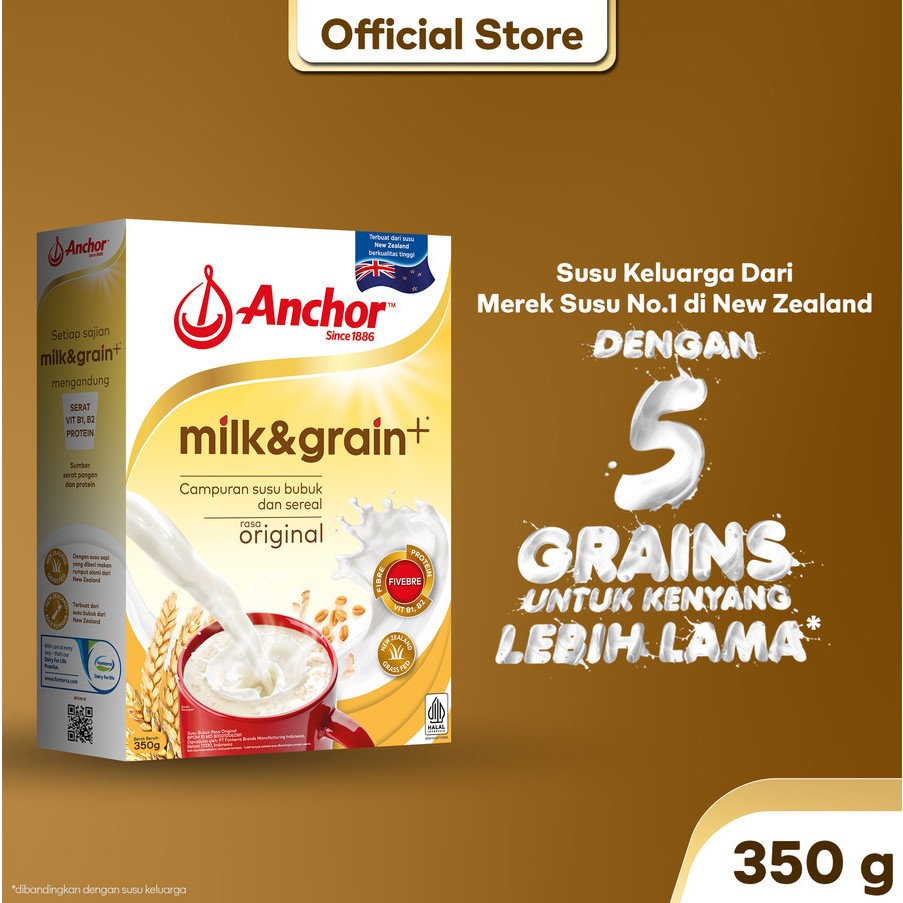 Jual Anchor Milk & Grain Susu Keluarga Original 350 gr Susu Bubuk Sereal | Shopee Indonesia