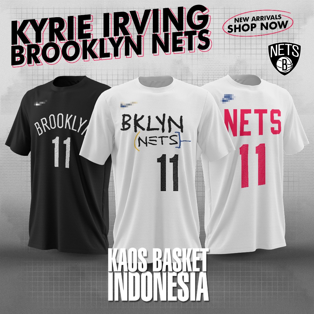 Jual Baju Basket Pria Wanita T shirt basket Kaos Brooklyn Nets Kyrie ...