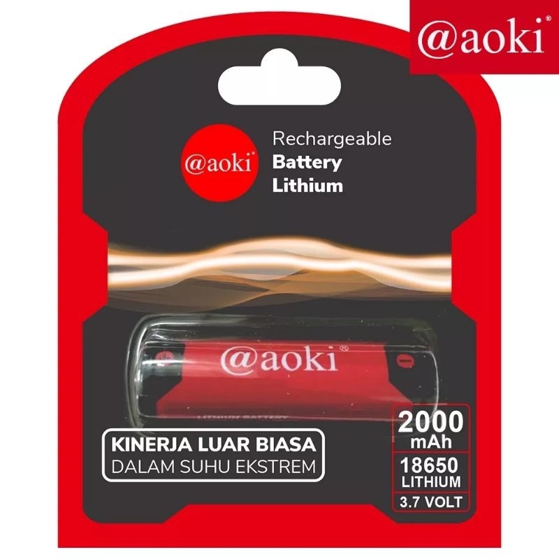 Jual BATERAI ORI AOKI 18650 | 2000MAH - BATRAI CAS | Shopee Indonesia