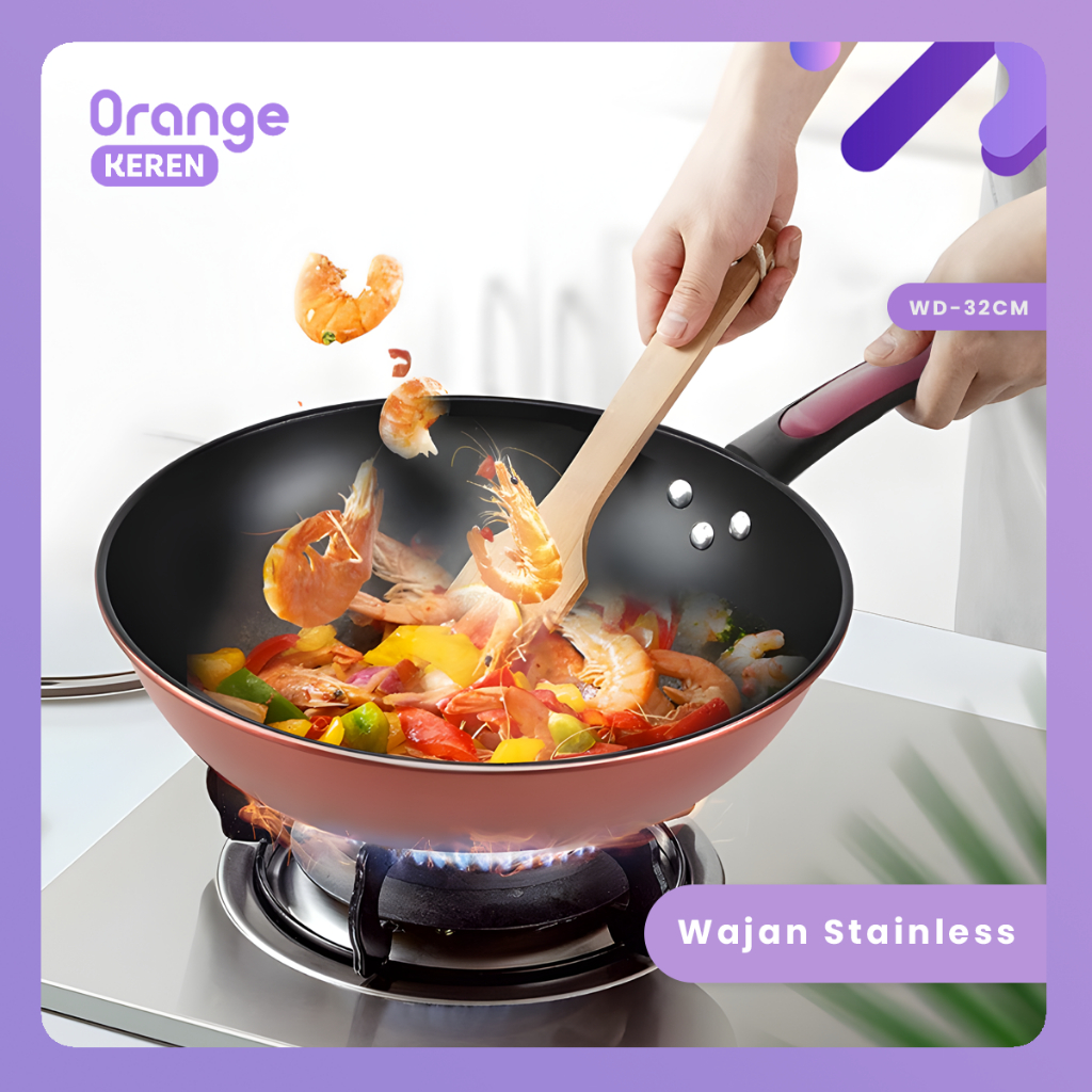 Jual ORANGE KEREN WAJAN PENGGORENGAN TEFLON Batu medis ANTI LENGKET ...