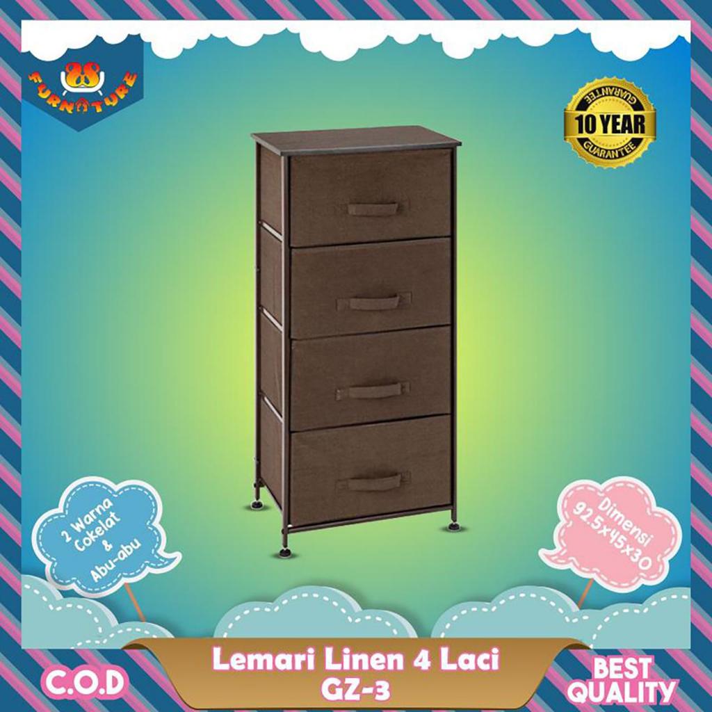 Jual FURNITURE88 Lemari Kain Linen 4 Laci Sisi Ranjang Tahan Lama Tahan ...