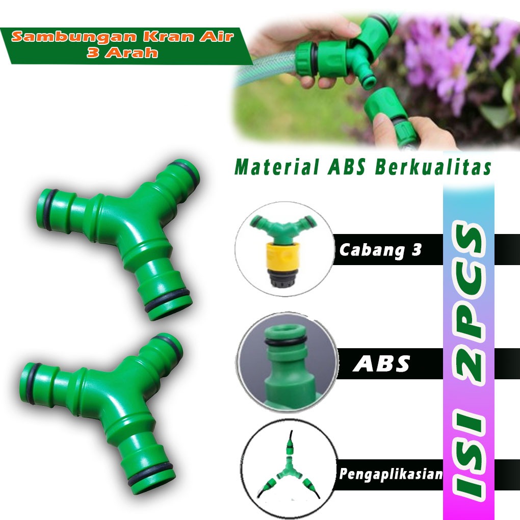 Jual Isi 2 Pcs Sambungan Selang Air Cabang 3 Arah Model Y Quick Release ...