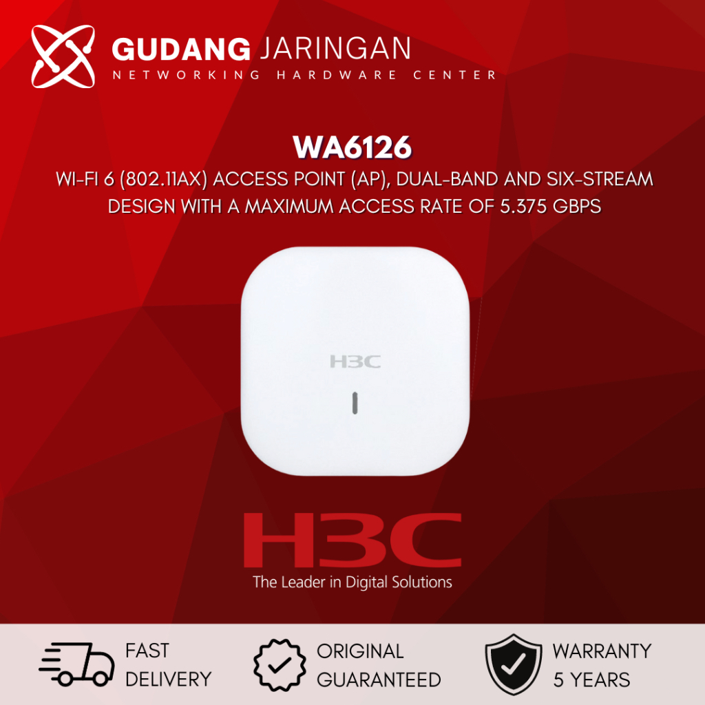 Jual H3C WA6126 EWP-WA6126 Wi-Fi 6 Internal Antennas 6 Streams Dual Radio 802.11ax/ac/n High ...
