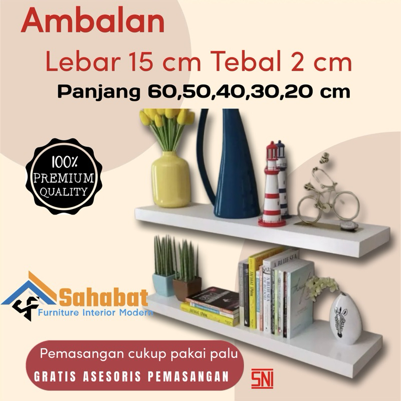 Jual Rak dinding ambalan Lebar 15 cm pajang 60 50 40 30 20 cm | Shopee ...