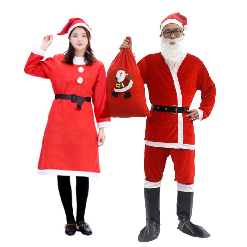 Jual CSF full set kostum santa claus flanel costume natal christmas ...