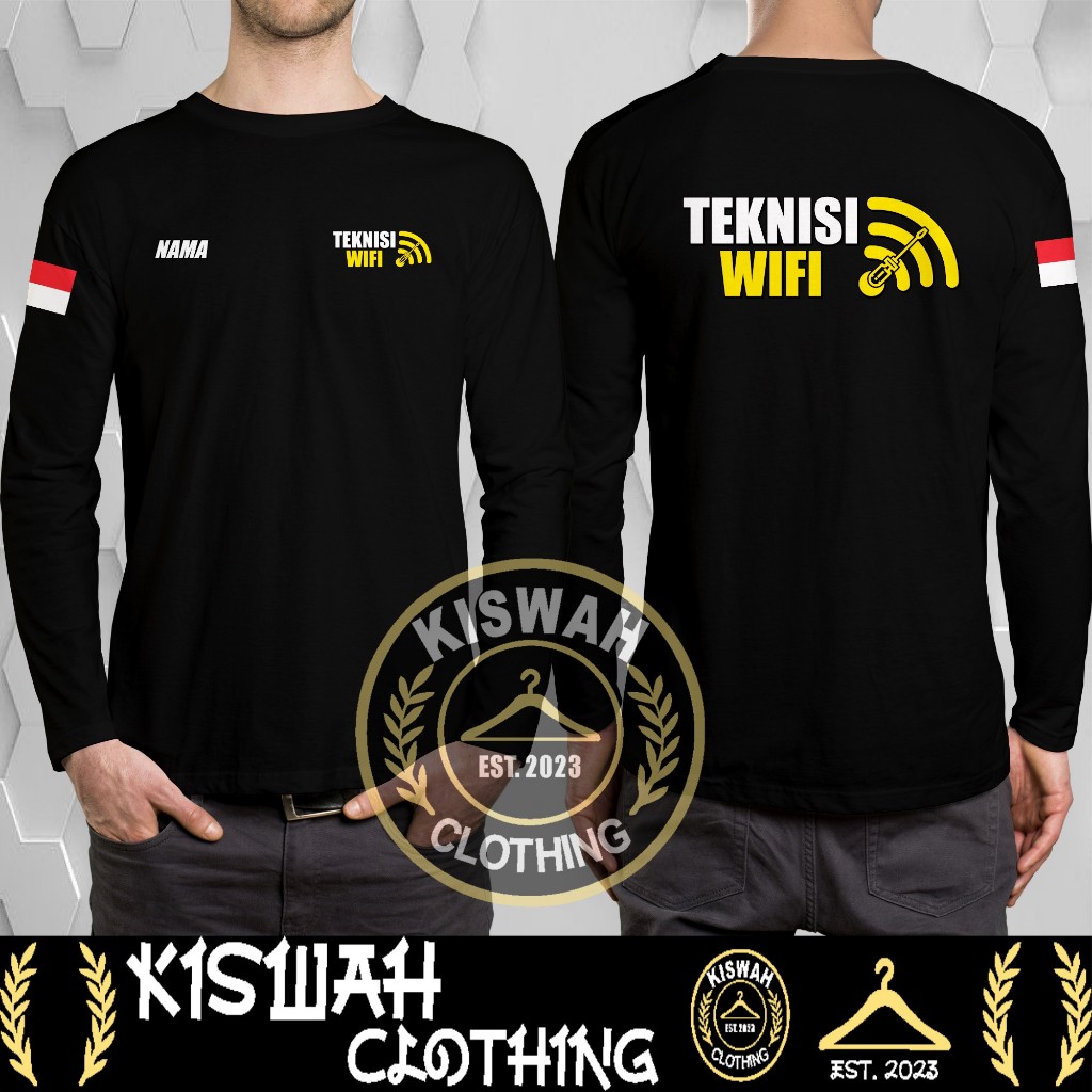 Jual Kaos Tshirt Teknisi Wifi Gratis Nama Kamu Lengan Panjang Baju ...