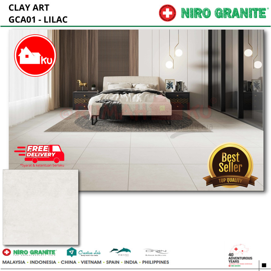 Jual LANTAI GRANIT NIRO CLAY ART GCA01 LILAC | Shopee Indonesia