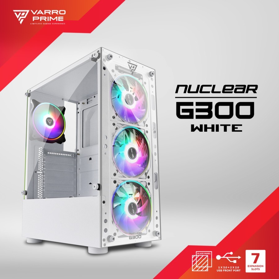 Jual Casing komputer Varro Prime Micro-atx tempered glass free 3 fan ...