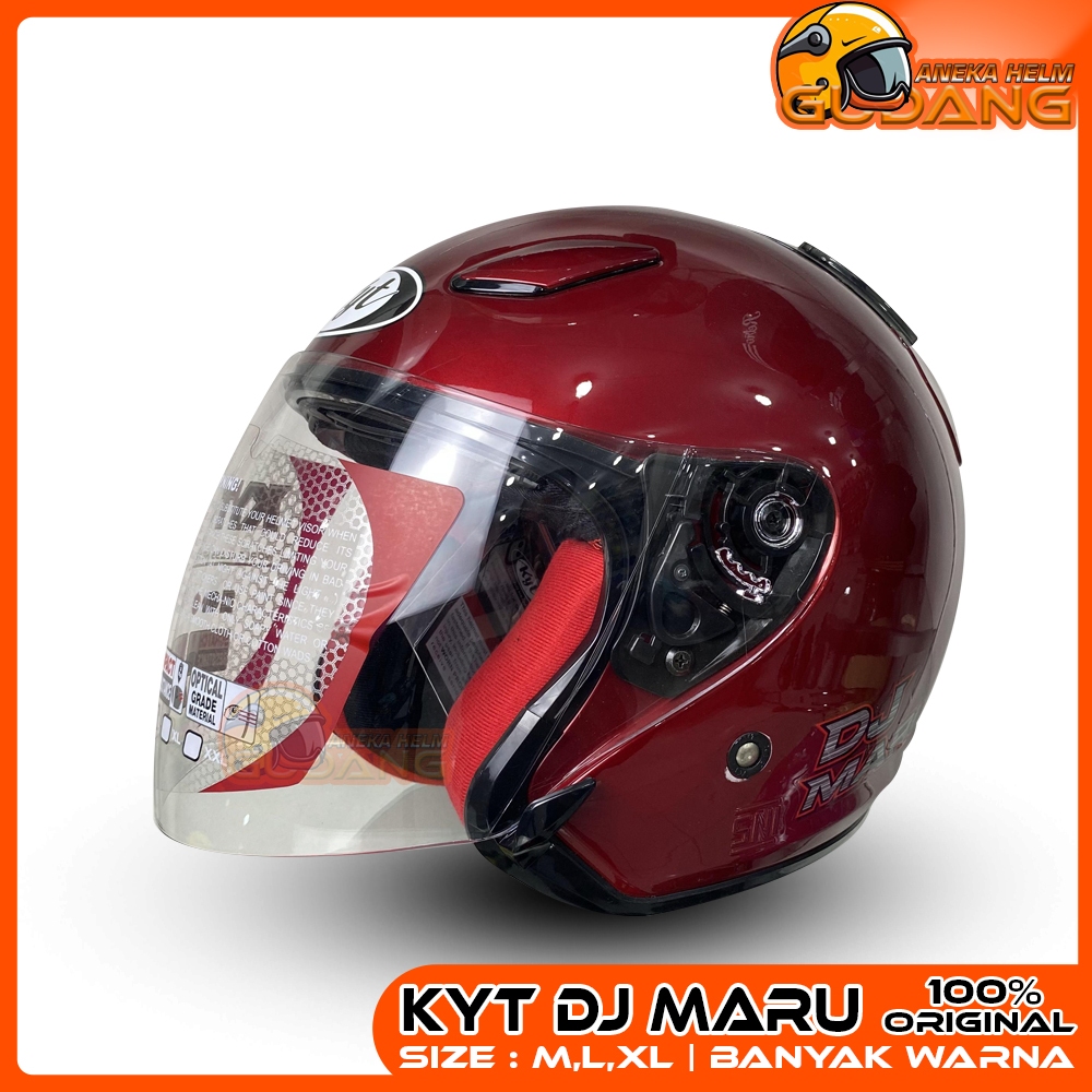 Jual Helm KYT DJ MARU Half Face Solid Merah Glossy Polos Single Visor ...