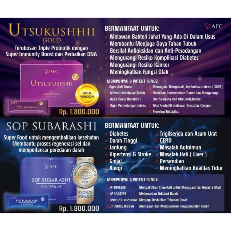Jual AFC SUBARASHI / UTSUKUSHII GOLD MADE IN JAPAN 1 BOX ISI 28 SAC EXP 2027 | Shopee Indonesia