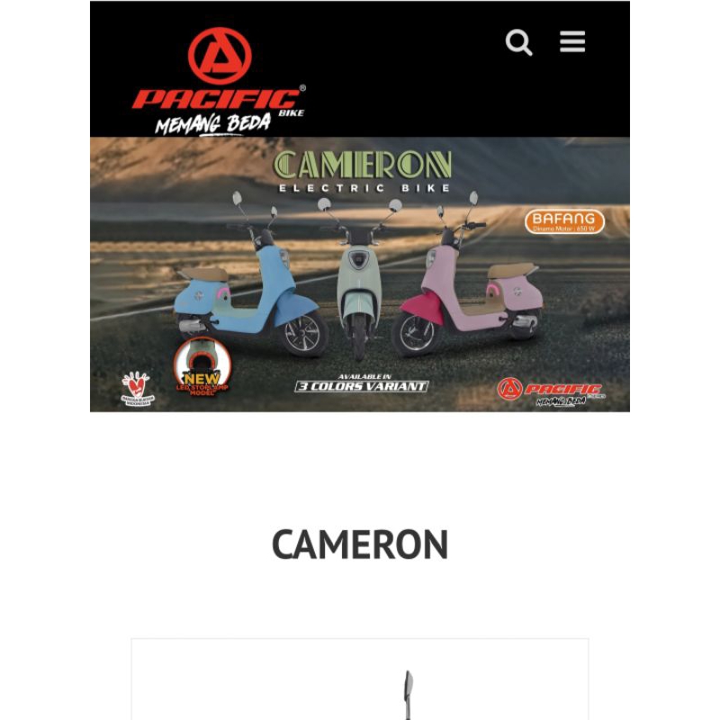 Jual E BIKE SEPEDA LISTRIK PASIFIK CAMERON | Shopee Indonesia