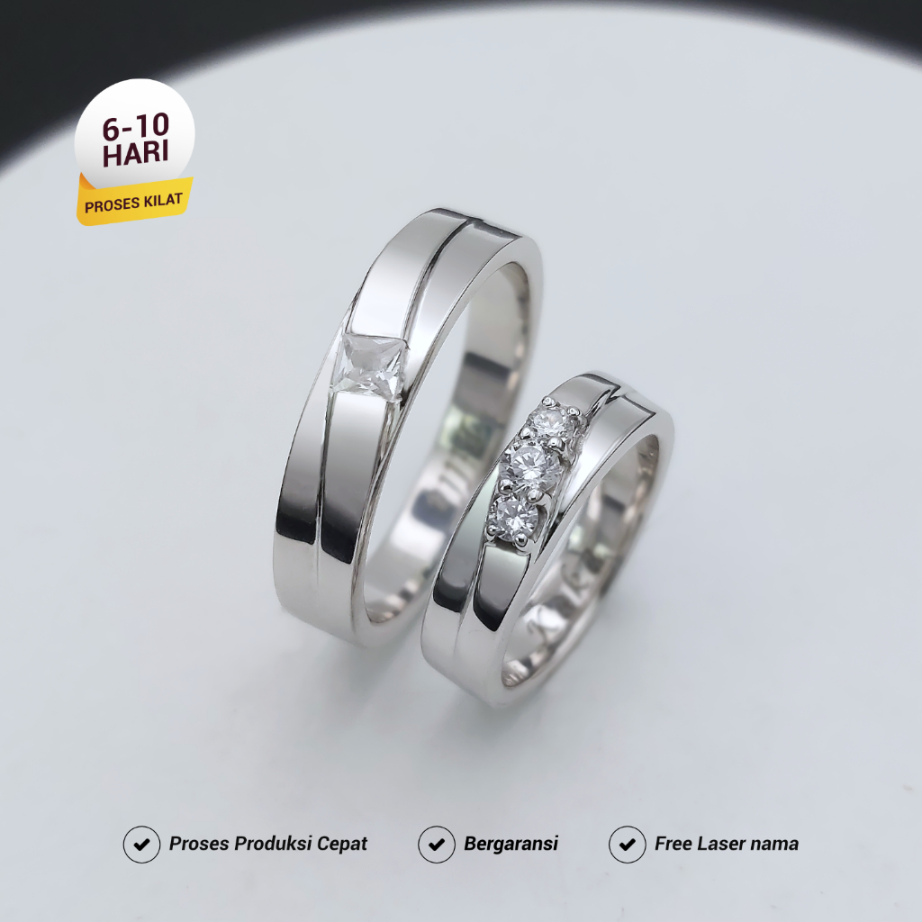 Jual Cincin Nikah Couple Palladium 5% & Emas Putih 10% Desain Mewah ...