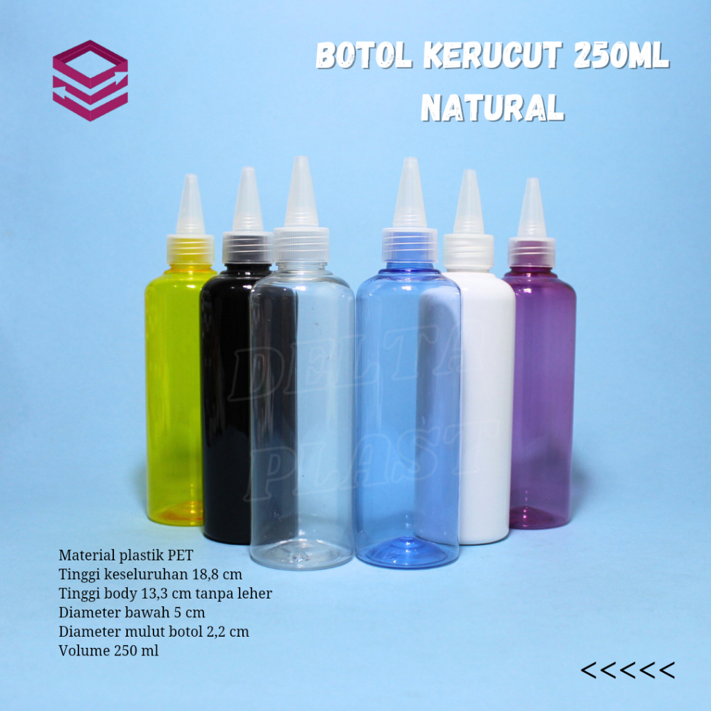 Jual Botol Tinta 250 ml /Botol Kerucut 250 ml / botol 250 ml - tutup ...