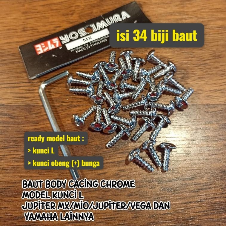 Jual BAUT BODY CACING CHROME KUNCI L & OBENG BUNGA YOSHIMURA/NOS -ISI ...