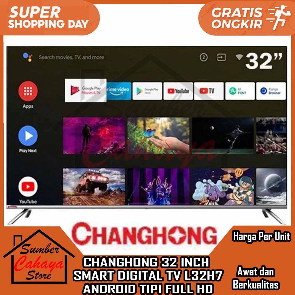Jual [Instan] Changhong 32 Inch Android Smart TV Digital LED TV HD Tipi Televisi Duduk Meja ...