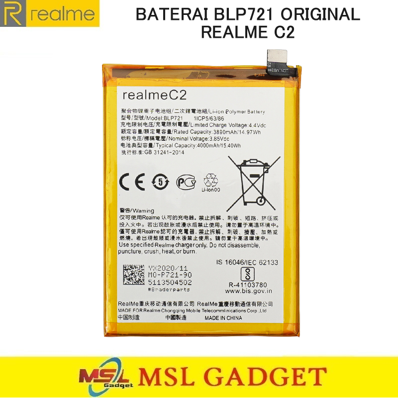 Jual Baterai Realme C2 BLP721 Original 100% | Shopee Indonesia