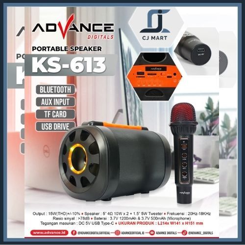Jual Advance KS-613 Speaker Bluetooth Portable With Mic Wireless Karaoke | Shopee Indonesia