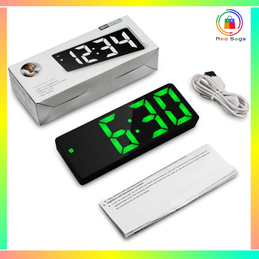 Jual Jam Meja Digital Led Jam Weker Digital Alarm Clock Mirror GH-0712 ...