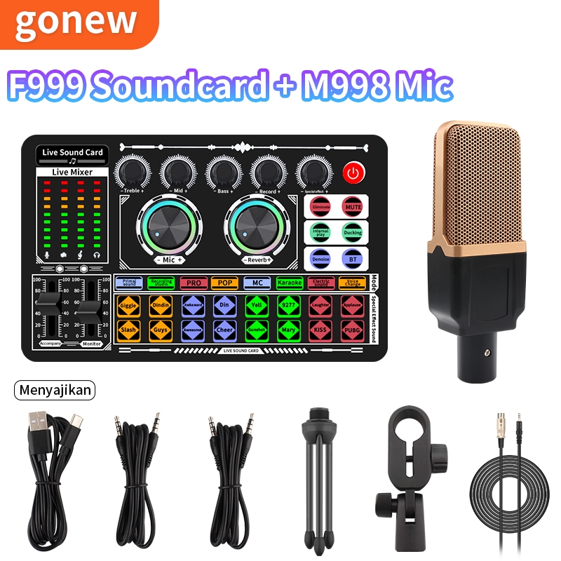 Jual Gonew Mixer Bluetooth Soundcard F999 Audio kartu suara mic USB ...