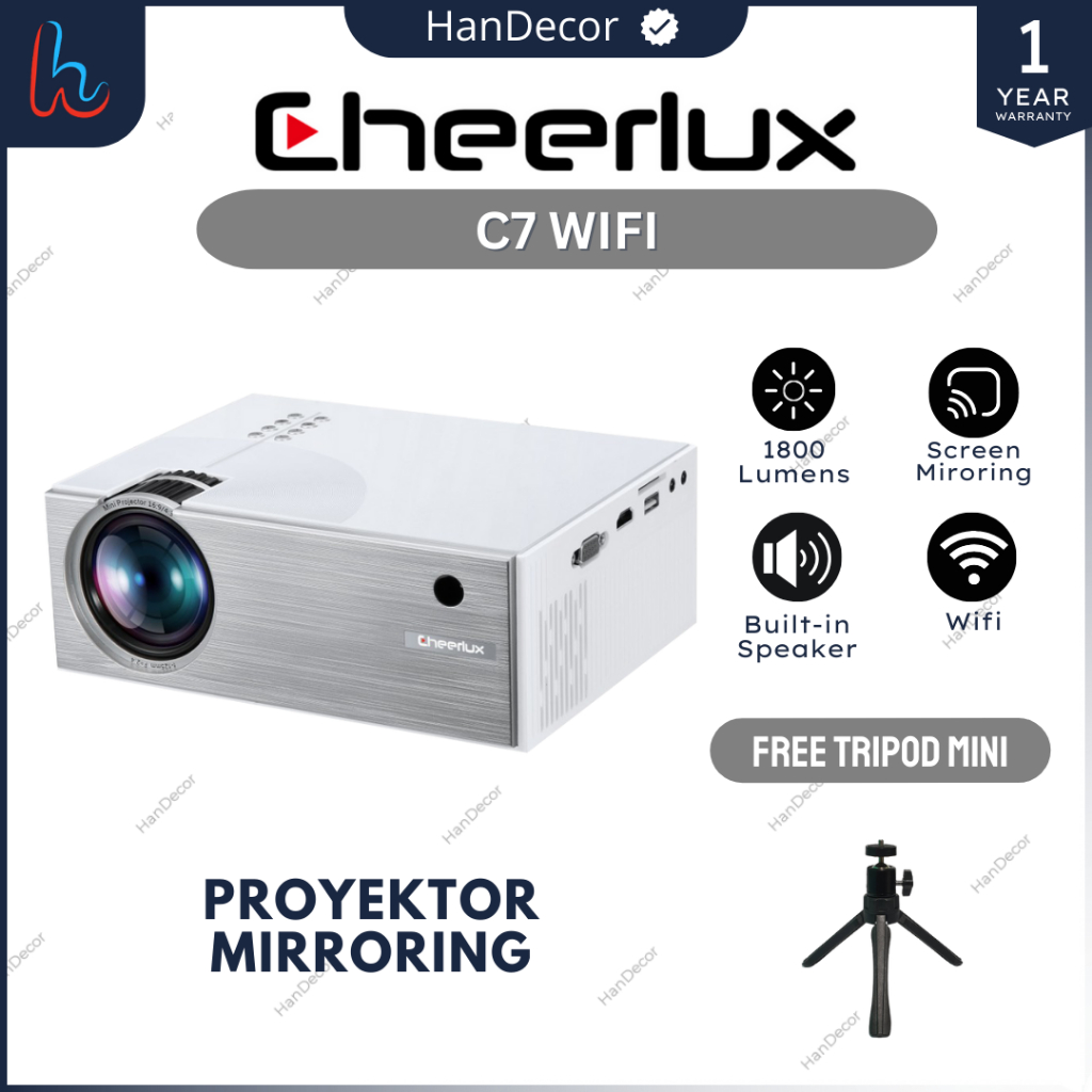 Jual New Proyektor Mini Led Cheerlux C7 Wifi 1800 Lumens Proyektor ...