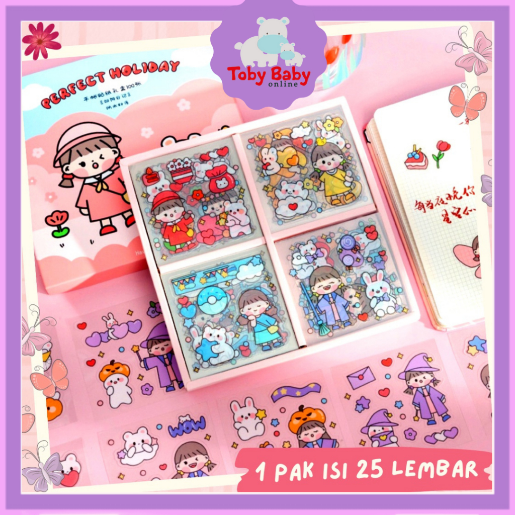 Jual Stiker 2D Tempel Lucu 1 Pak Isi 25 Lembar Planner Scrapbook Cute ...