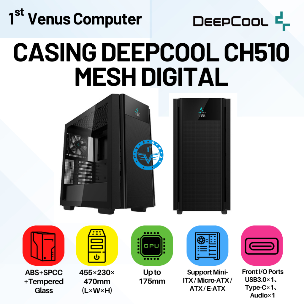 Jual Casing DeepCool CH510 MESH DIGITAL / DEEP COOL CASE CH510 MESH ...