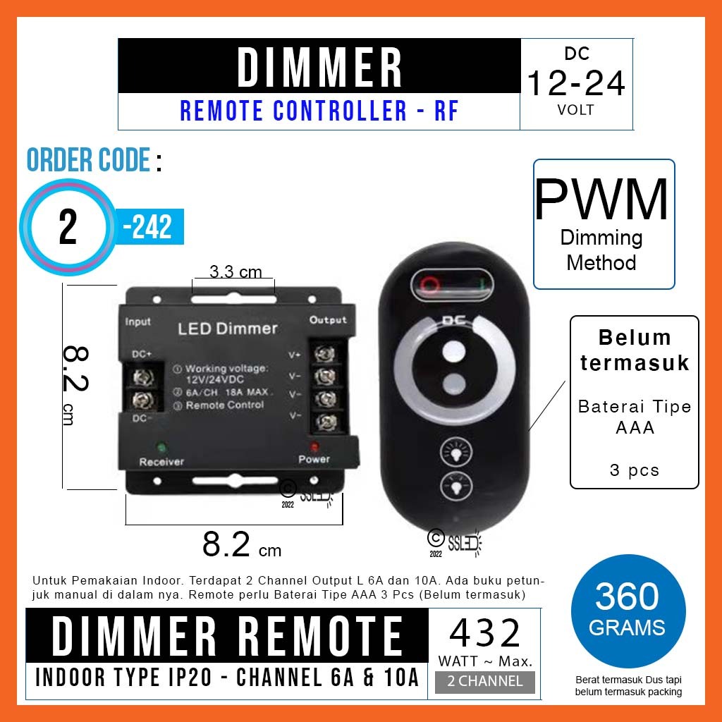 Jual Dimmer Remote RF Wireless LED Strip DC12-24Volt 16A | Shopee Indonesia