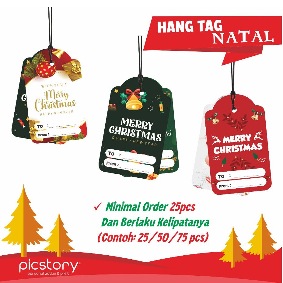 Jual Hang Tag Natal/ Hangtag Merry Christmas Hampers/ Gift Tag/ Kartu ...