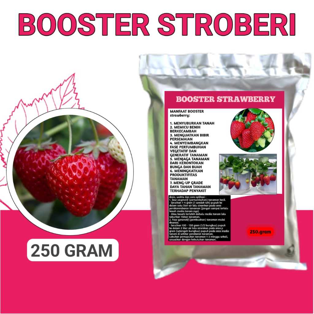 Jual Pupuk booster pelebat buah stroberi nutrisi untuk bunga dan buah anti rontok kemasan 250 ...