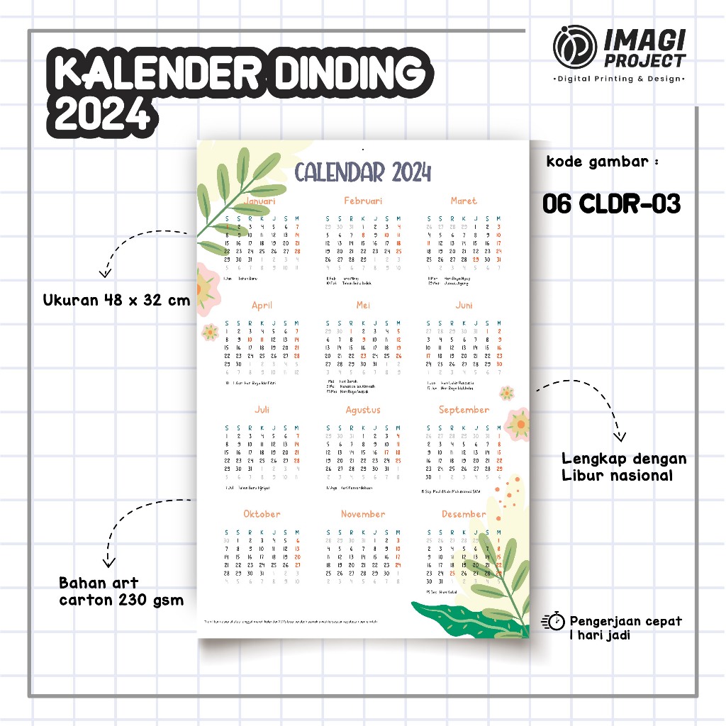 Jual KALENDER 2024 A3+ KALENDER POSTER DINDING AESTHETIC LUCU | Shopee ...