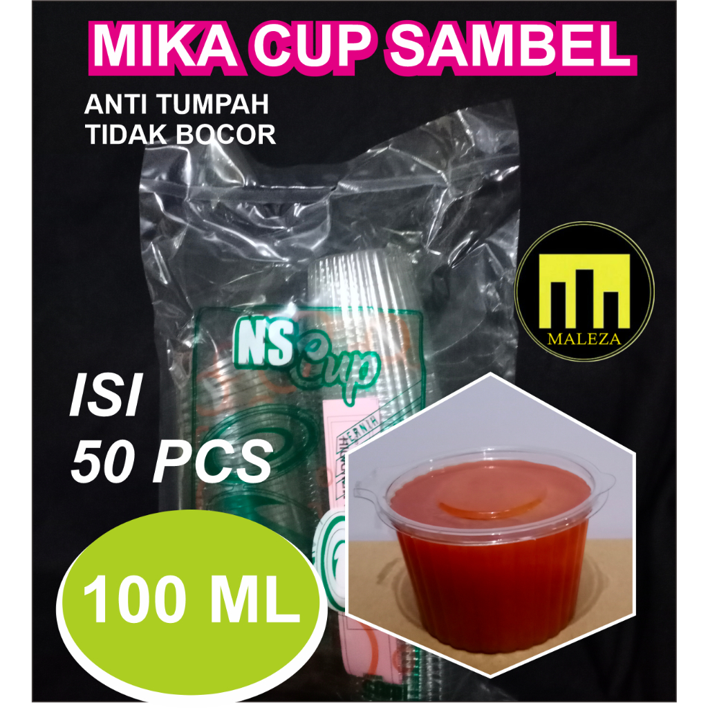 Jual Mika cup sambel/mika puding/mika saos 90,100ml tutup nyambung ...