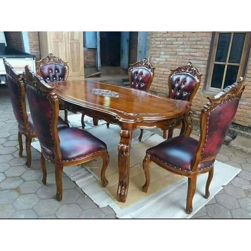 Jual meja makan ukir ganesa kursi busa kayu jati klasik modern mewah ...