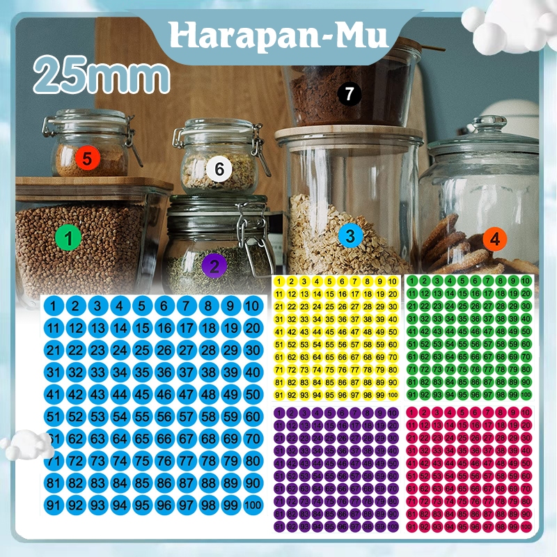 Jual Dot Label Nomor 5 Lembar Sticker Angka Kecil Color Dot Stickers ...