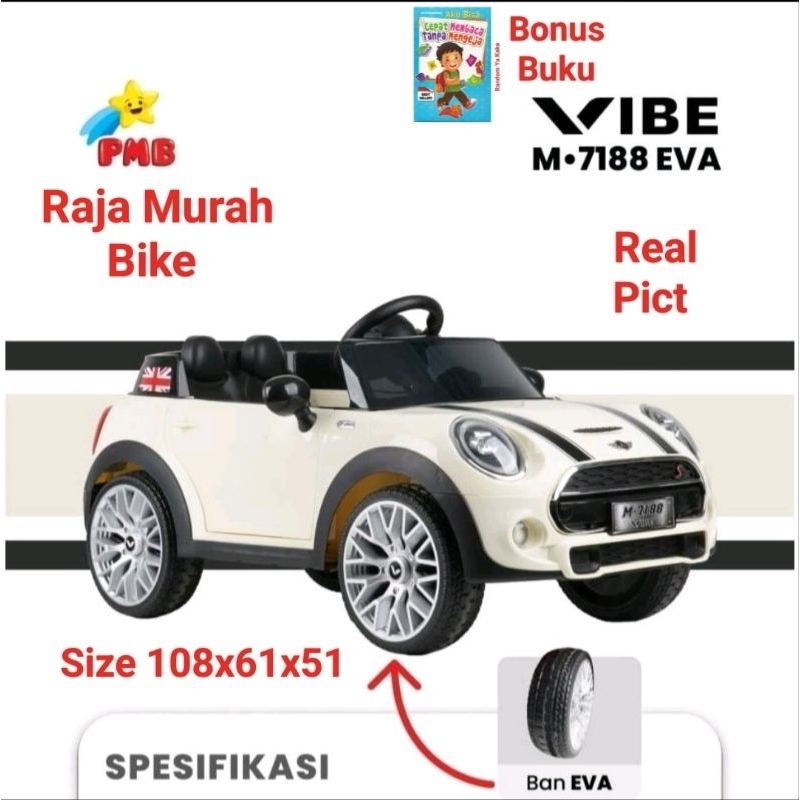 Jual Mobilan Aki Mini Cooper PMB M-7188 Vibe Ban Karet Eva Mobil Aki ...