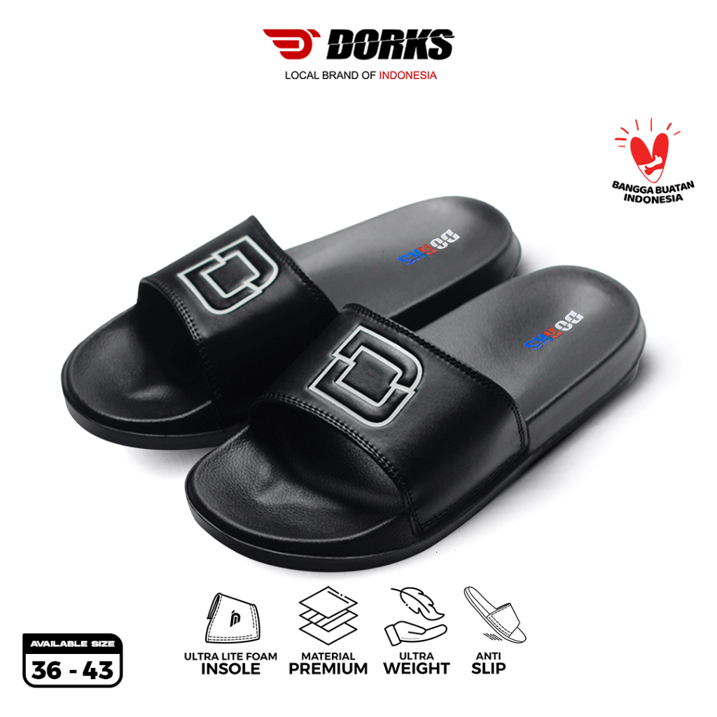 Jual Dorks - Dope Black Sandal Slop Casual Pria Wanita Sendal Slop ...