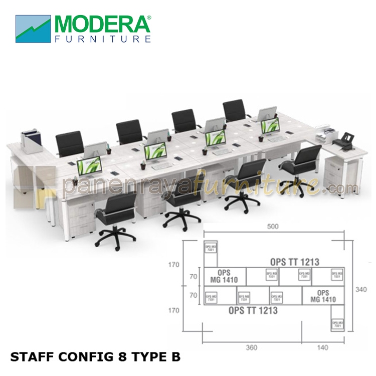 Jual Workstation Staff 8 Seater Modera Staff Config 8 Type B Pure Teak ...