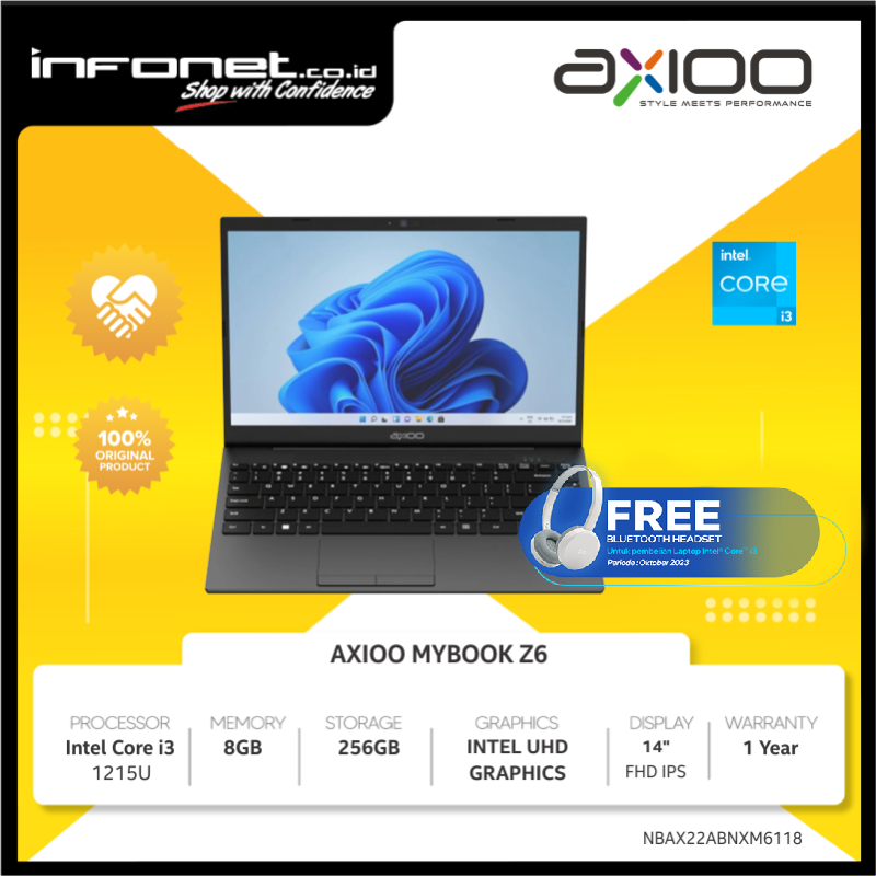 Jual AXIOO MYBOOK Z6 I3 1215U 8GB 256GB INTEGRATED 14" FHD W11 OFFICE | Shopee Indonesia
