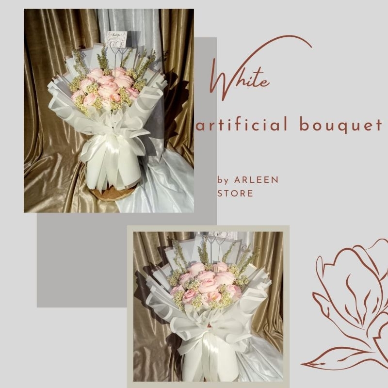 Jual [READY bukan PO]BUKET PUTIH/ARTIFICIAL BOUQUET/ white bouquet ...
