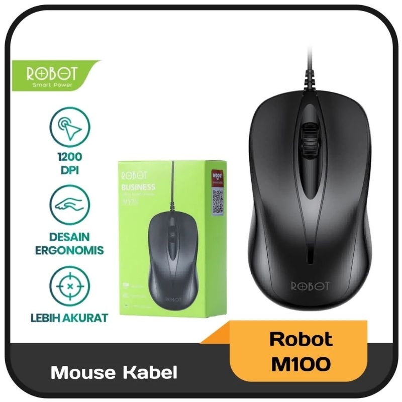 Jual Mouse Kabel ROBOT M100 1200 DPI wired Mouse Black | Shopee Indonesia