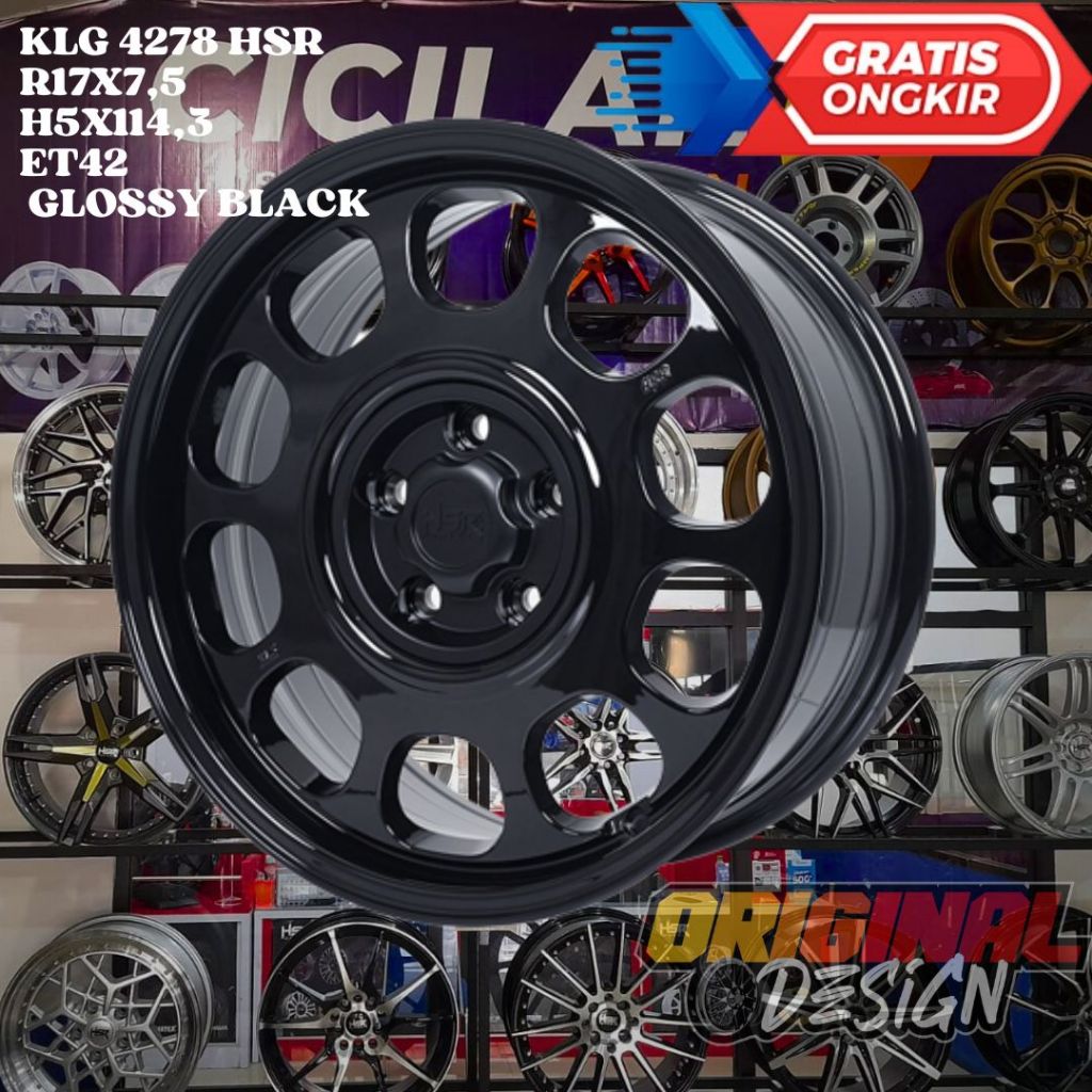 Jual Velg Mobil Ring 17 Model OEM LOOK HSR KLG R17 LEBAR 7,5 BAUT 5 BLACK | Shopee Indonesia
