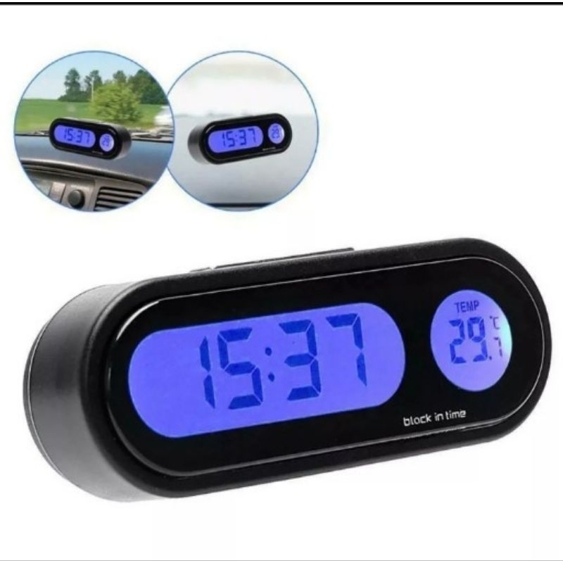 Jual Jam Digital LED Blacklight Biru Dengan Termometer Untuk Dashboard ...