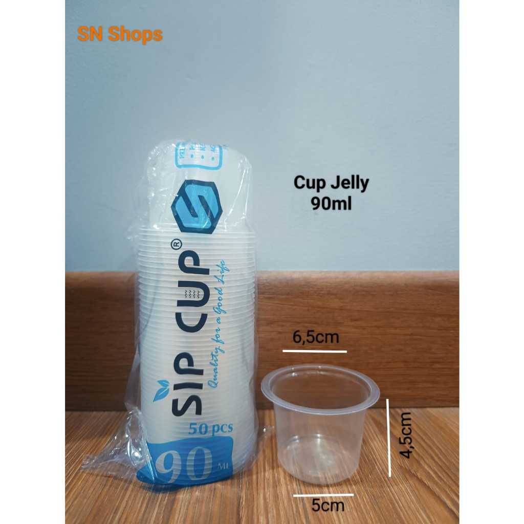Jual Cup SIP Jelly Puding Agar Pudding isi 50pcs / gelas plastik ice cream 50ml 90ml 100ml ...