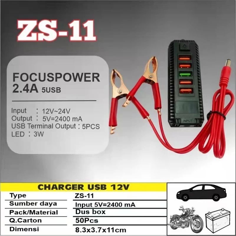 Jual charger DC hp ke aki perubah arus DC ke ac 12v-24v + 5 USB lampu ...